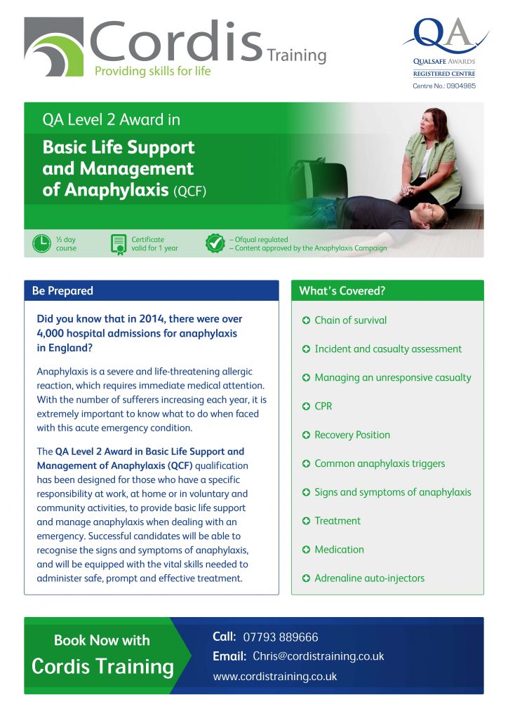 BLS & Anaphylaxis Info – Cordis Training